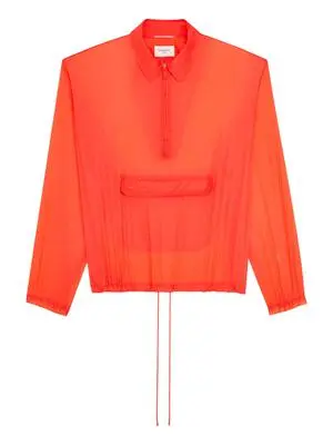 Saint Laurent Nylon Cropped Windbreaker Jacket - Red