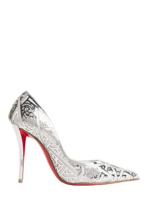 CHRISTIAN LOUBOUTIN Miss Z Carouba 100 Leather Pumps - Silver