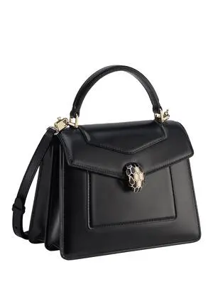 BVLGARI Leather Serpenti Forever Top-handle Bag - Black
