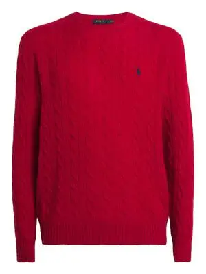 Polo Ralph Lauren Wool-Cashmere Cable-Knit Sweater Red