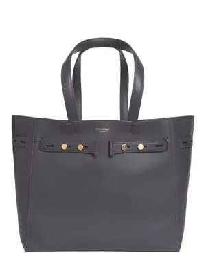 Thom Browne Leather Cabas Tote Bag - Grey