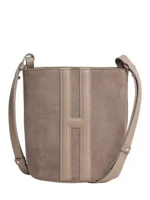 Harrods X Tusting Medium Suede H Cross-body Bag - Neutral