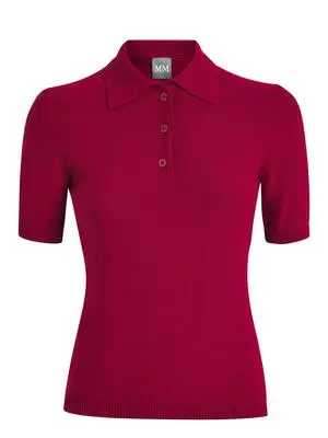 Max Mara Stretch Cotton Knitted Polo Shirt Red