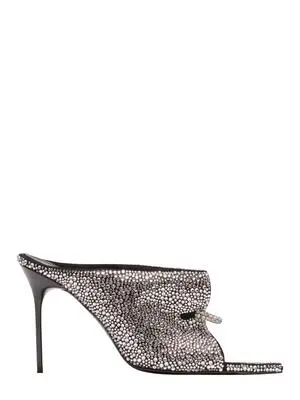 Balmain Leather Rhinestone-embellished Heeled Mules - Silver
