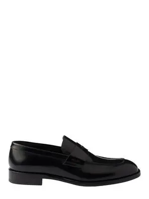 Prada Brushed Leather Loafers - Black