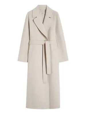 Max Mara Virgin Wool Belted Coat - Beige