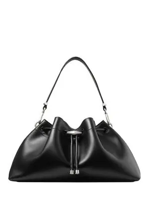 JIMMY CHOO Medium Leather Cinch Bucket Bag - Black