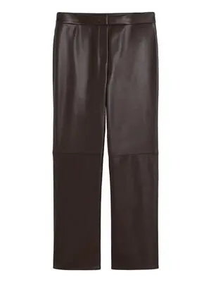 Max Mara Faux Leather Flared Trousers - Brown