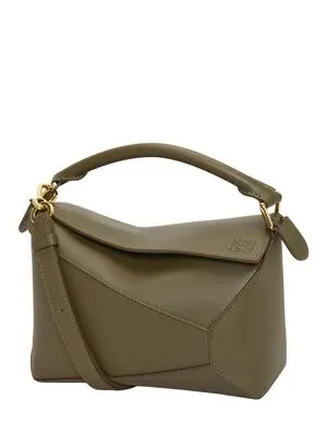Loewe Small Leather Top-handle Puzzle Edge Bag - Green