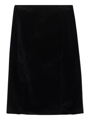 Prada Velvet Pencil Midi Skirt - Black