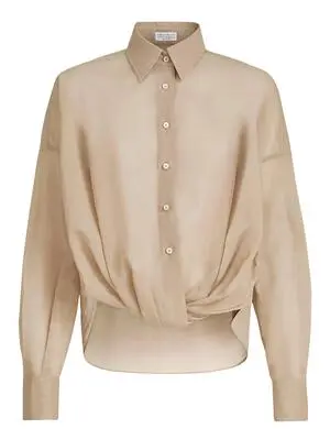 Brunello Cucinelli Cotton Organza Shirt - Brown
