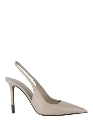 Brunello Cucinelli Leather Monili-detail Slingback Pumps 100 - Grey