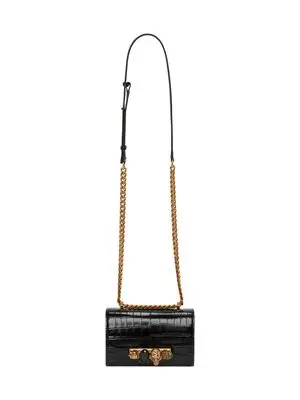 Alexander McQueen Leather Jewelled Satchel - Black