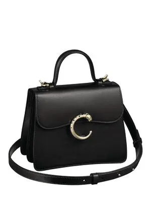 Cartier Leather Mini Panthère De Top-handle Bag - Black