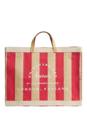 Harrods Canvas Stripe Knightsbridge Shopper Bag - Red
