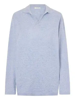 THE ROW Niosa Cotton And Linen-blend Polo Shirt - Blue