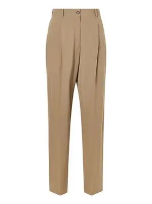 THE ROW Gianni Pleated Wool Pants - Neutrals