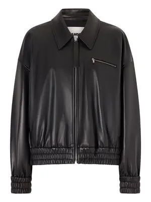 JIL SANDER Leather Bomber Jacket - Black