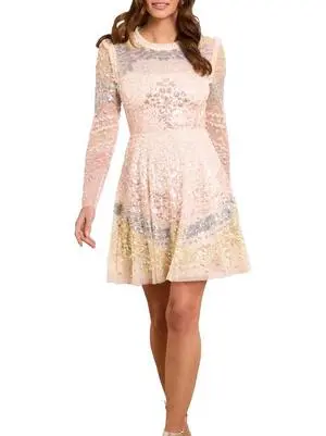 NEEDLE & THREAD Angeline Sequin Mini Dress - Cream