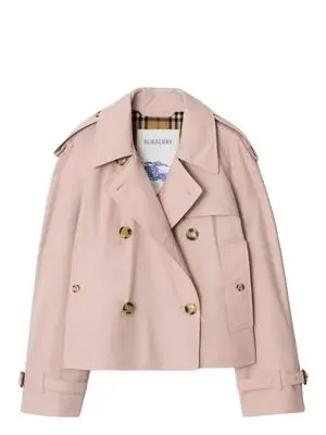 Burberry Cropped Tropical Gabardine Mayfair Trench Jacket - Pale Sugar Pink