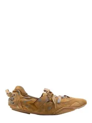 Acne Studios Suede Lace-up Round Toe Flats - Neutrals