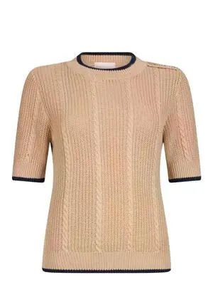 Liu Jo Short-sleeve Cable Knit Sweater - Neutrals