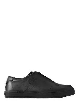 Berluti Playtime Scritto Venezia Leather Slip-on Sneakers - Black