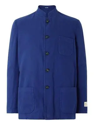 Massimo Alba Bali Nehru-collar Cotton-gauze Jacket - Blue