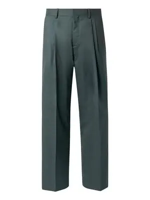 Mr P. Wide-leg Pleated Wool Suit Trousers - Green