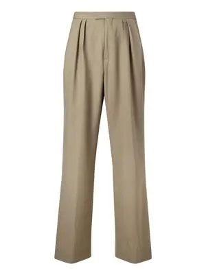 Dries Van Noten Straight-leg Wool And Mohair-blend Twill Trousers - Neutrals