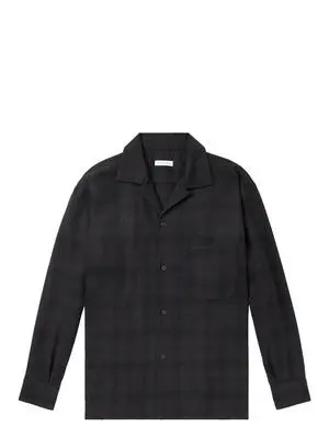 KAPTAIN SUNSHINE Convertible-collar Checked Wool-twill Shirt - Gray