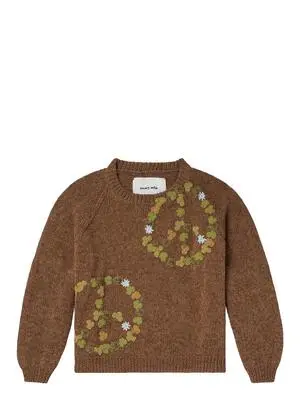 STORY MFG. Appliquéd Organic Cotton Sweater - Brown