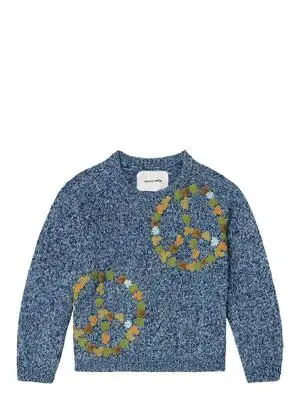 STORY MFG. Bulb Appliquéd Organic Cotton Sweater - Blue
