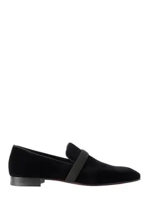 CHRISTIAN LOUBOUTIN Dandydeco Grosgrain-trimmed Velour Loafers - Black