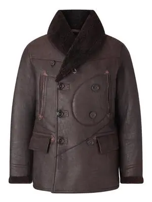 Ralph Lauren Slim-fit Double-breasted Shearling Coat - Brown