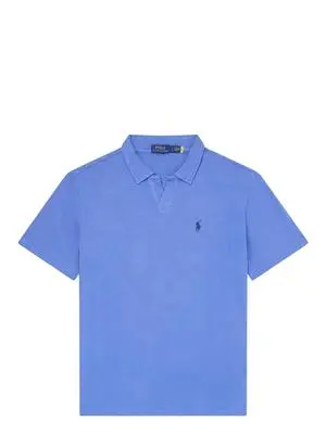 Polo Ralph Lauren Open-collar Cotton And Linen-blend Polo Shirt - Blue
