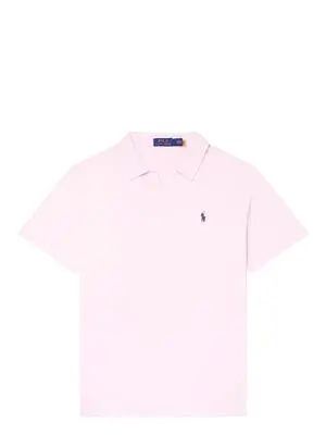 Polo Ralph Lauren Open-collar Cotton And Linen-blend Polo Shirt - Pink