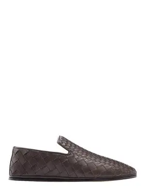 Bottega Veneta Sunday Intrecciato Leather Slippers - Brown