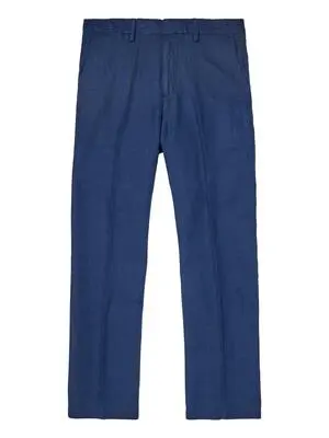 Polo Ralph Lauren Straight-leg Linen And Cotton-blend Trousers - Blue