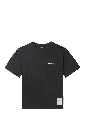 Satisfy Logo-print Distressed Mothtech™ Cotton-jersey T-shirt - Black
