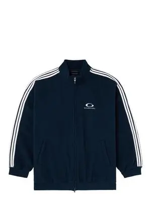 Balenciaga Logo-embroidered Striped Fleece Track Jacket - Blue