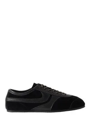 Dries Van Noten Leather-trimmed Suede Sneakers - Black