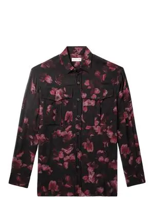 Dries Van Noten Floral-print Crepe Shirt - Black