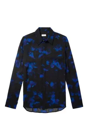 Dries Van Noten Floral-print Crepe Shirt - Blue