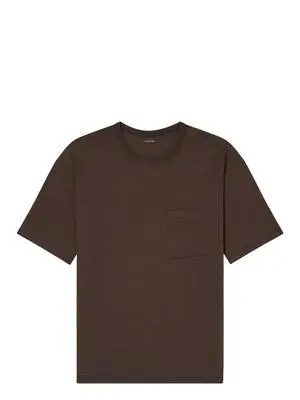 LEMAIRE Cotton And Linen-blend Jersey T-shirt - Brown