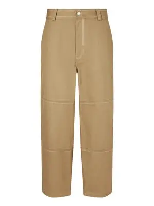 Ami Straight-leg Cotton-canvas Trousers - Neutrals