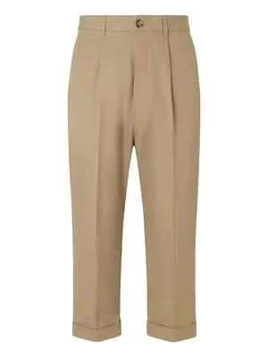 Ami Pleated Cotton-gabardine Trousers - Neutrals
