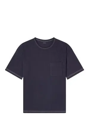 LEMAIRE Cotton And Linen-blend Jersey T-shirt - Blue
