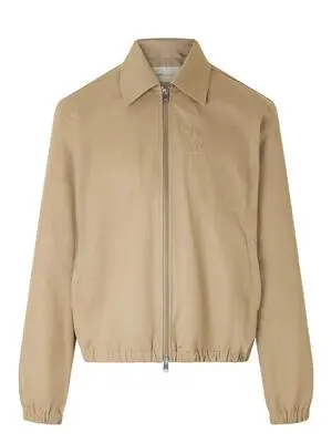 Ami Logo-embossed Cotton-gabardine Blouson Jacket - Neutrals