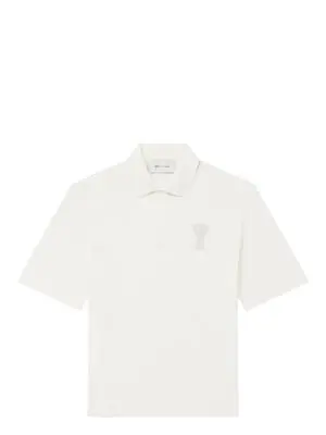 Ami Logo-appliquéd Cotton-piqué Polo Shirt - White